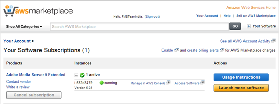 Launch an instance of Adobe Media Server
