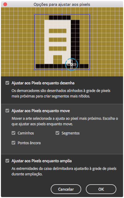 Alinhe perfeitamente o trabalho artístico com a grade de pixels...