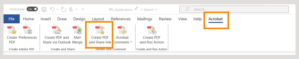 إنشاء ملفات PDF باستخدام PDFMaker في Adobe Acrobat (في Windows)