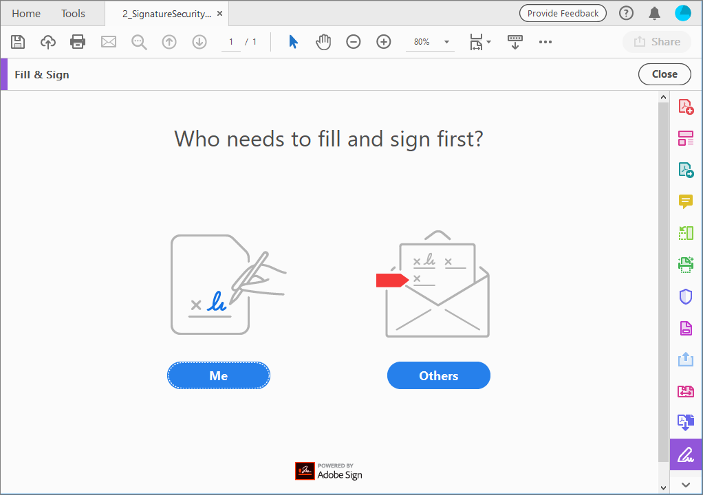 إرسال ملفات للتوقيع، Adobe Acrobat
