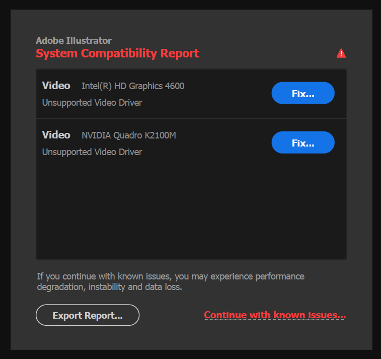 أداء وحدة معالجة رسومات Illustrator | تحديثات برامج التشغيل