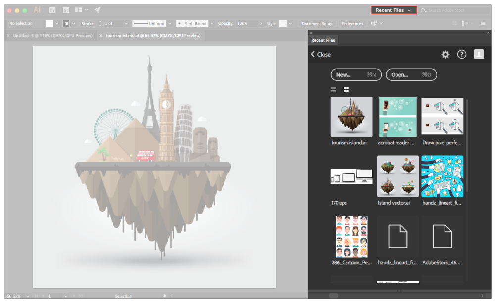 أساسيات مساحة عمل Illustrator