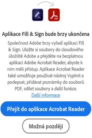 Společnost Adobe vyřazuje aplikaci Fill & Sign: přejděte na aplikaci ...