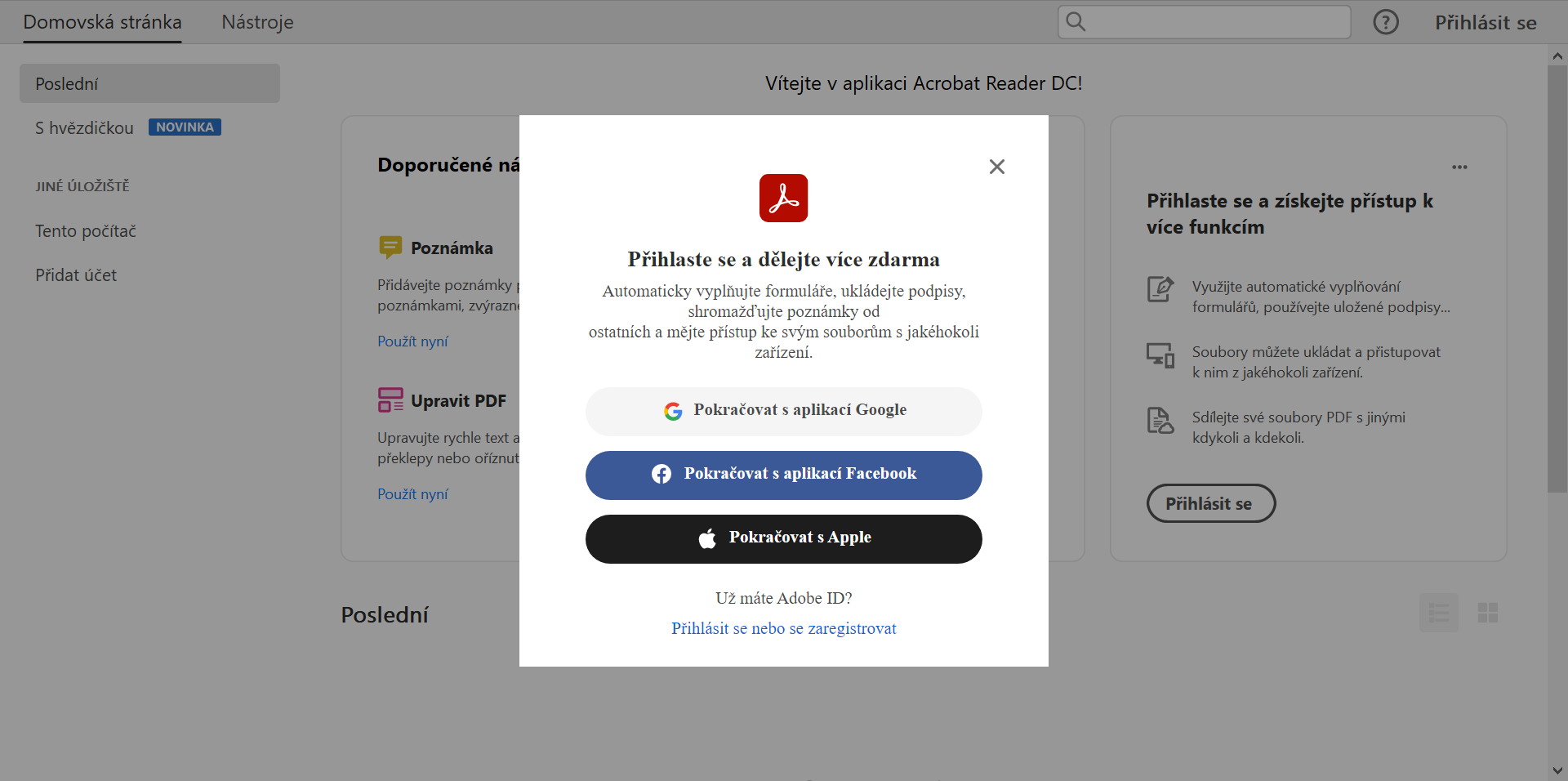 Souhrn nových funkcí | Verze aplikace Acrobat z ledna 2022