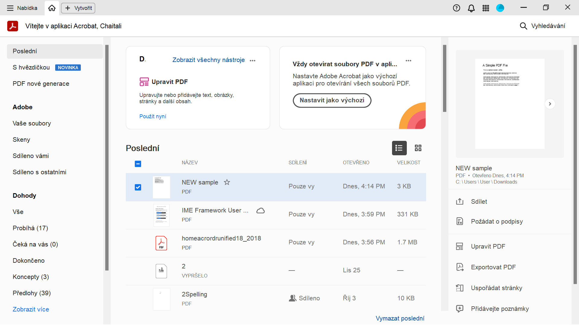 Přehled nových funkcí | Verze aplikace Acrobat z července 2022