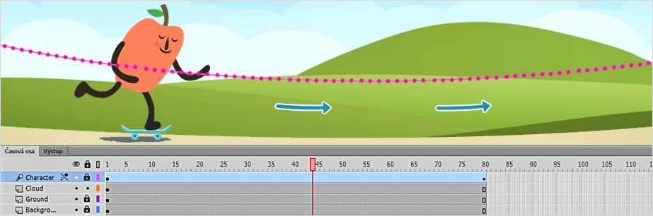 Vytvoření animace s doplněním pohybu v aplikaci Animate