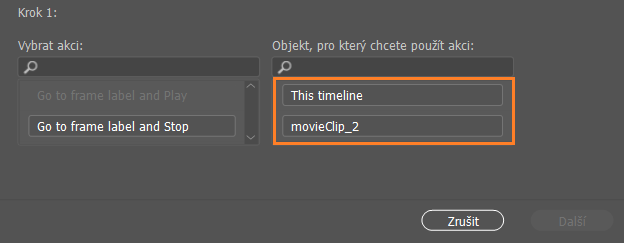 Používání jazyka ActionScript v Animate CC