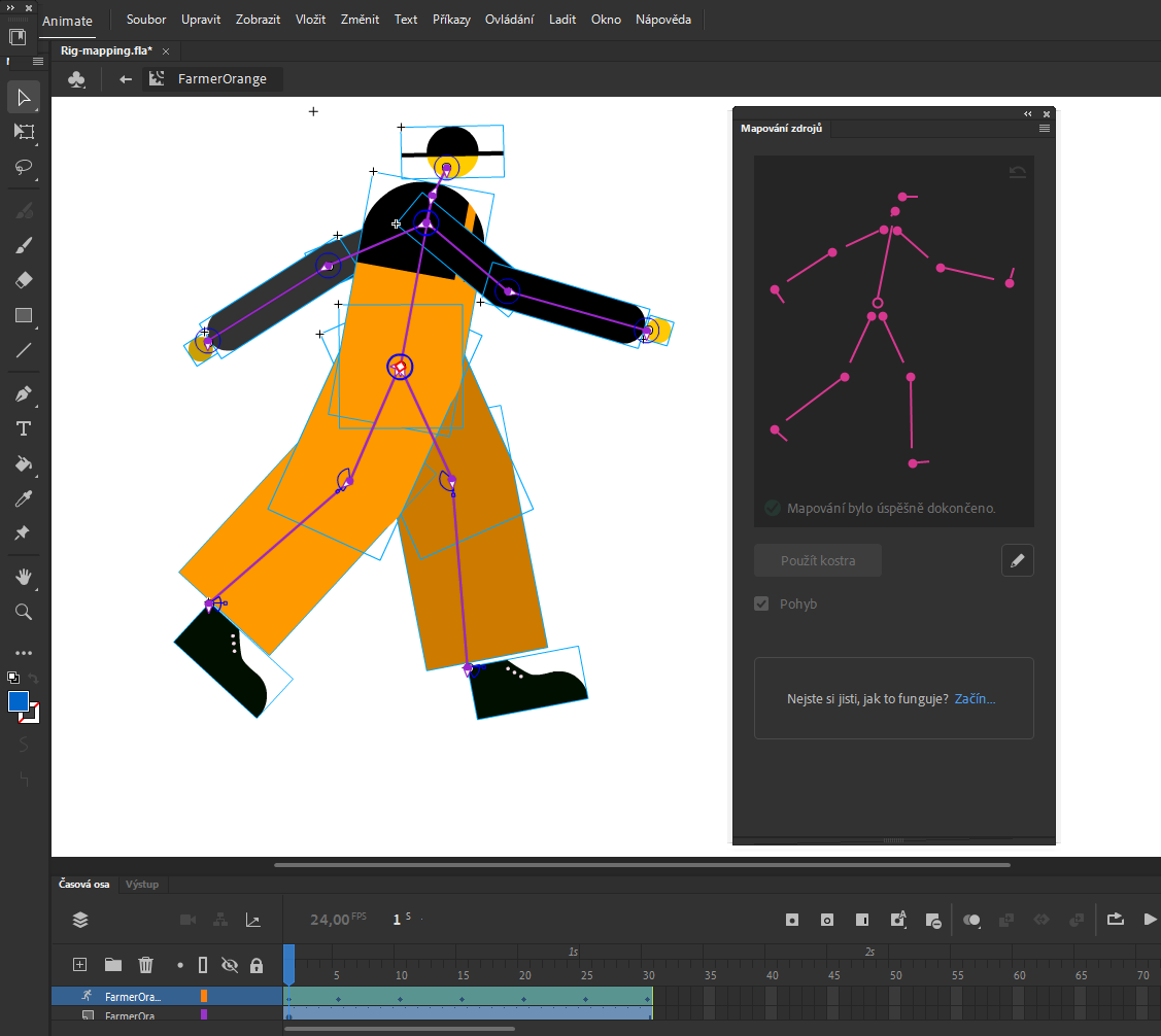 Sestavování postav v aplikaci Animate