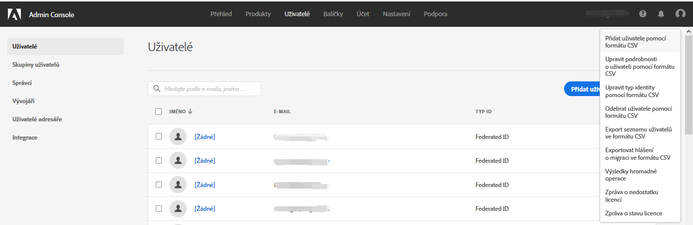 Odstraňování problémů s hromadným nahráváním uživatelů pomocí souboru CSV