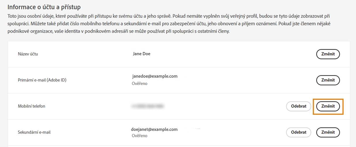 Změňte svou e-mailovou adresu spojenou s účtem Adobe