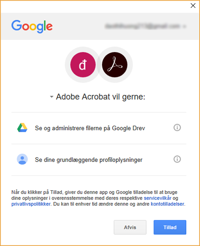 Få adgang til dine Google Drev-filer i Acrobat