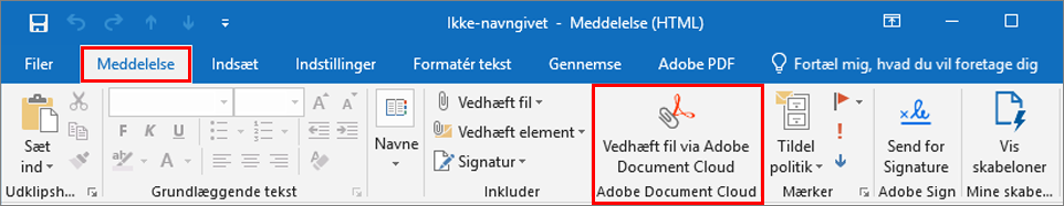 Adobe Document Cloud til Outlook, Acrobat
