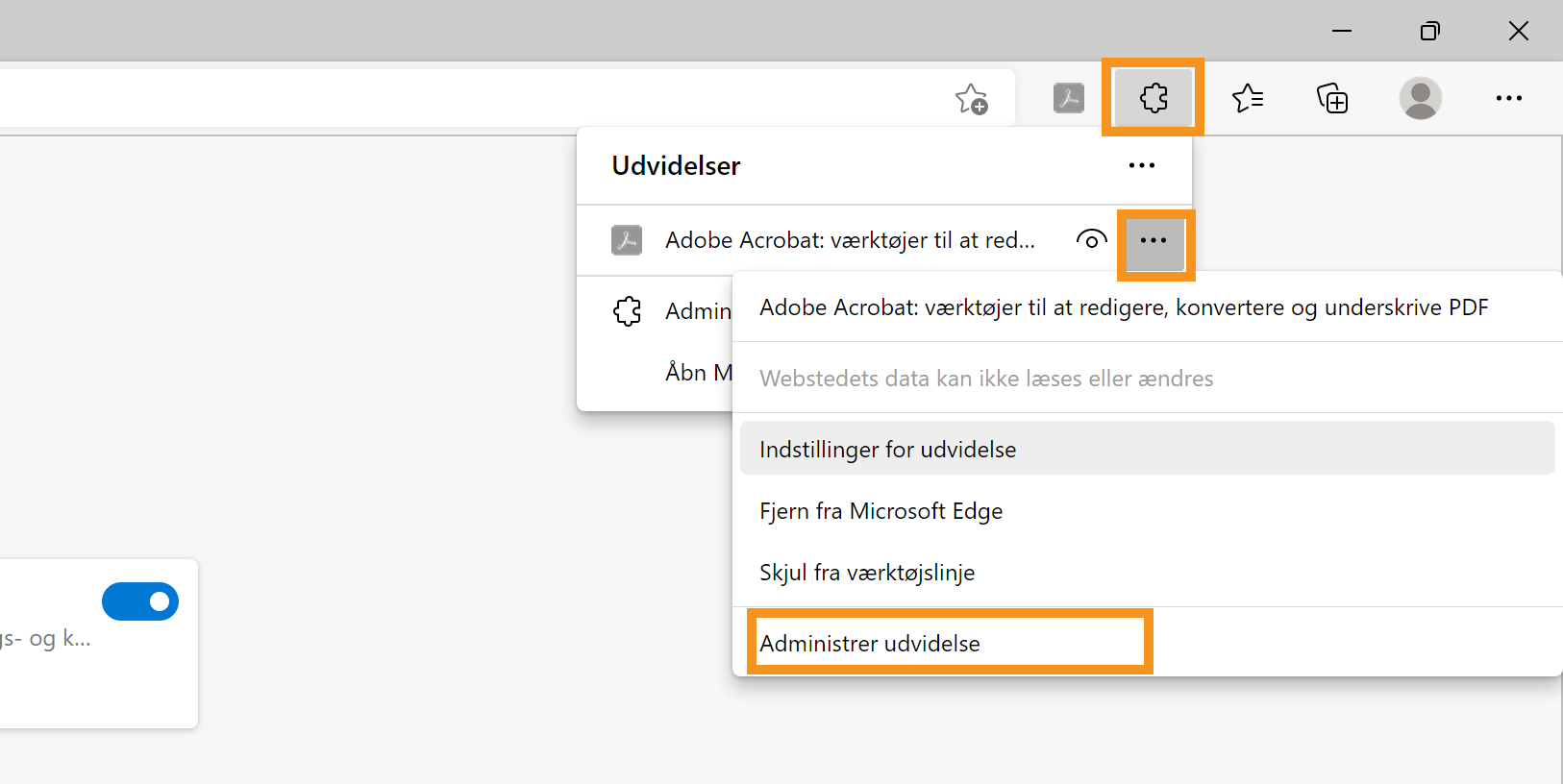 Aktivér Adobe Acrobat-udvidelsen til Microsoft Edge
