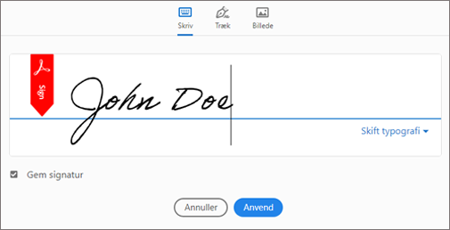 Underskriv PDF'er i Adobe Acrobat Reader.