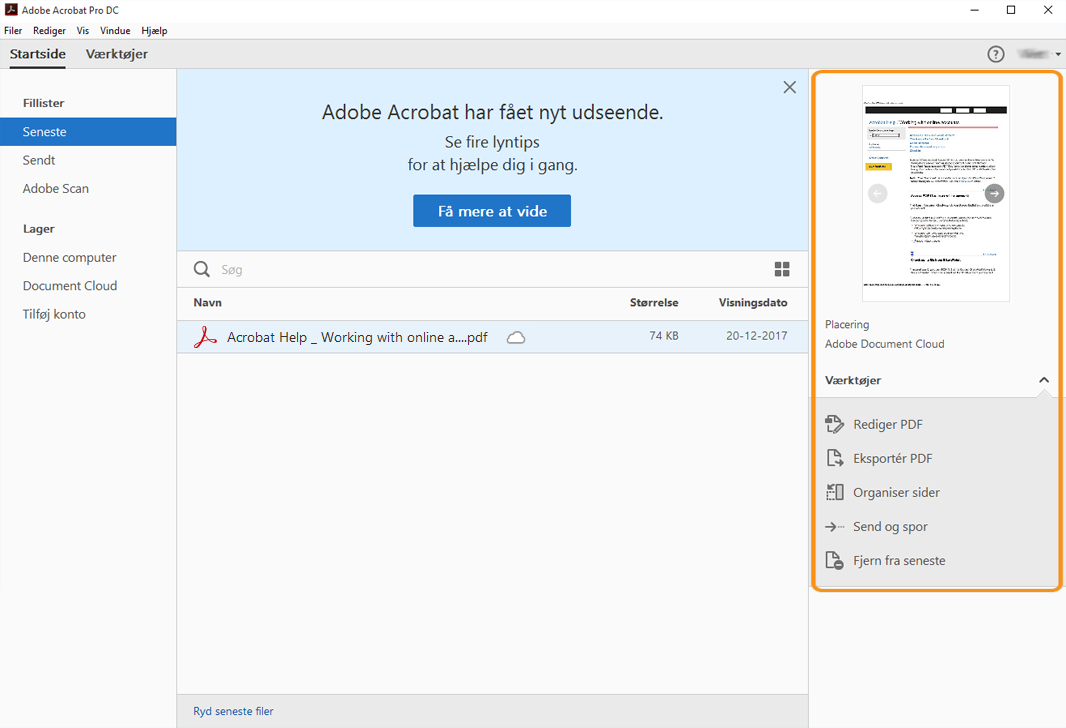 Det grundlæggende om Adobe Acrobat Workspace i Acrobat 2017 og Acrobat ...