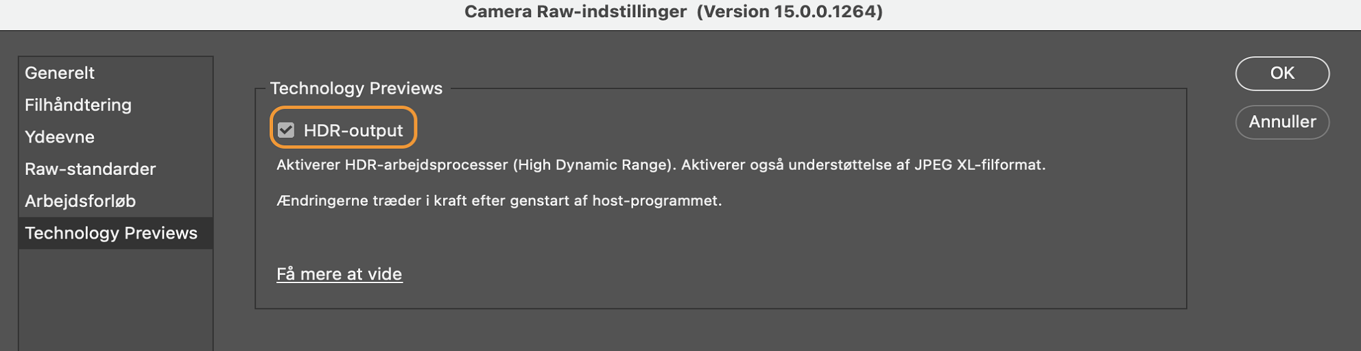 HDR-output (Technology Preview)