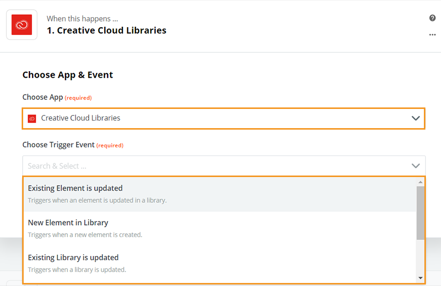 Lær, hvordan man laver zaps ved hjælp af Creative Cloud Libraries til Zapier