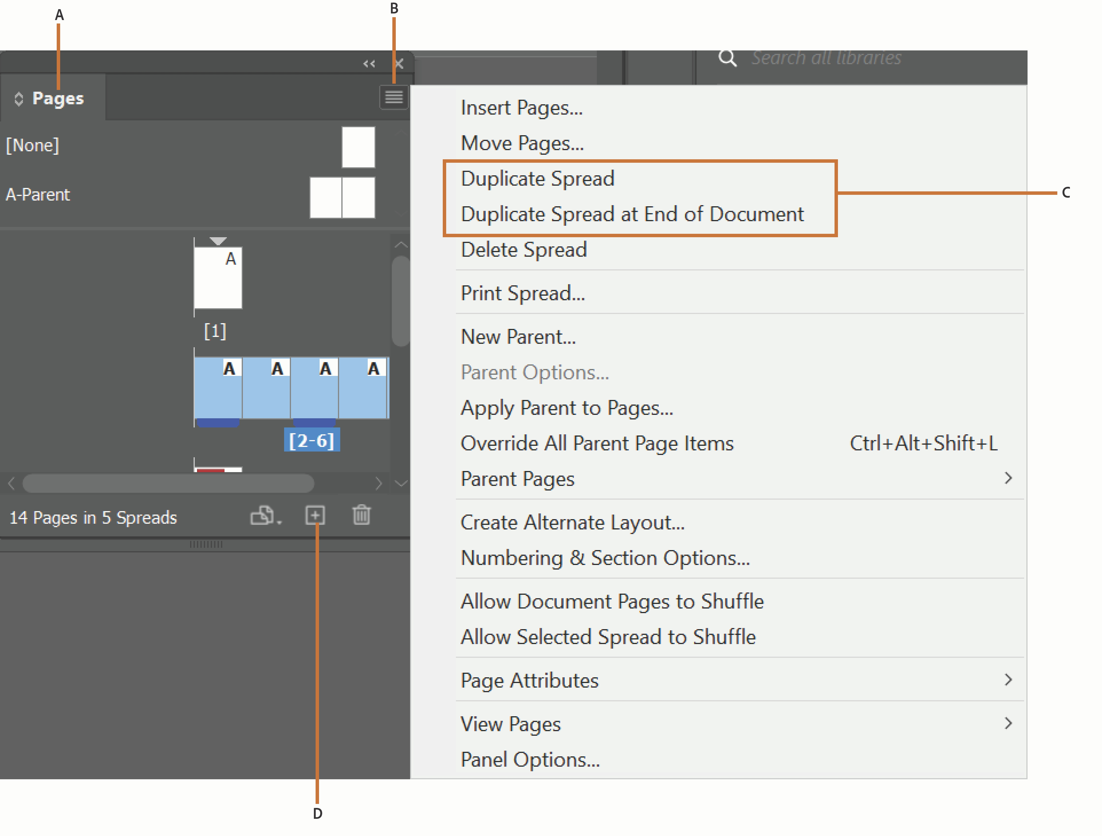 Administrer sider og opslag i InDesign