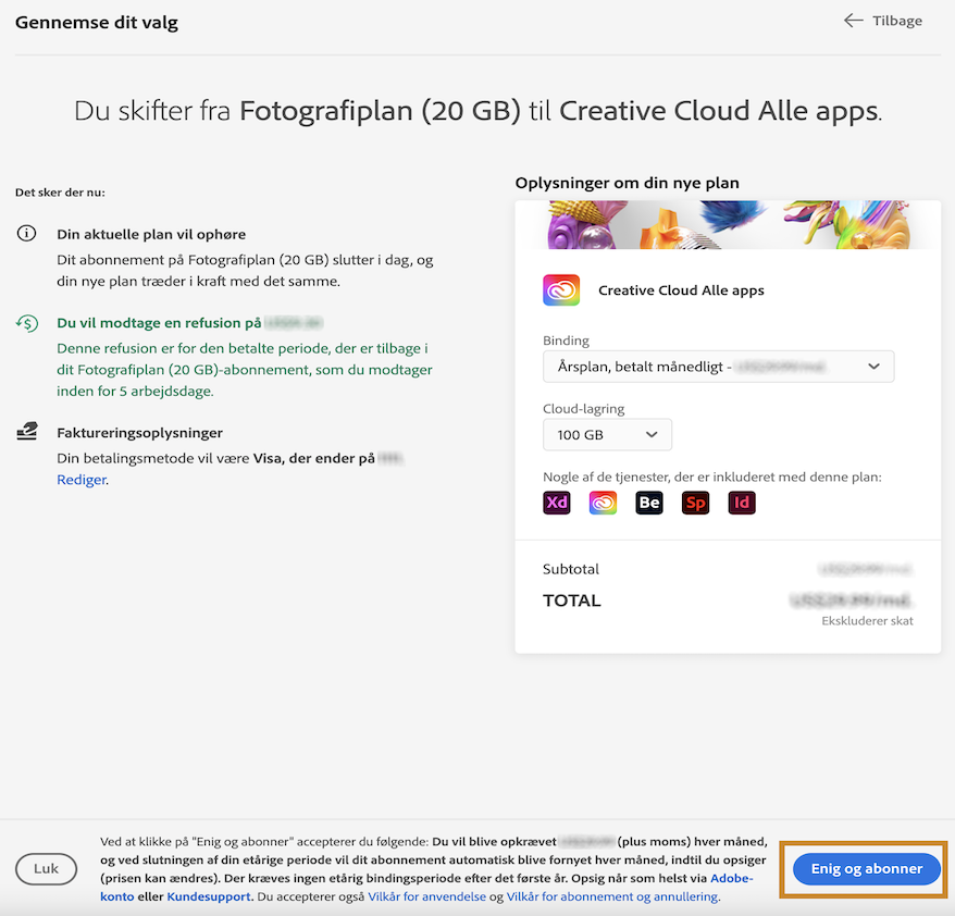 Find ud af, hvordan du ændrer din Adobe-plan eller dit Adobe-abonnement.