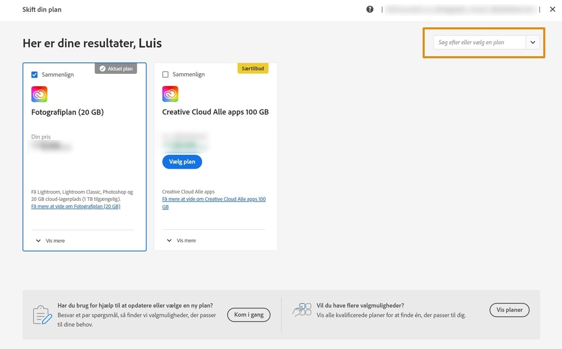 Find ud af, hvordan du ændrer din Adobe-plan eller dit Adobe-abonnement.