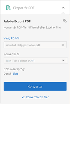 Eksportér PDF fra Acrobat Reader