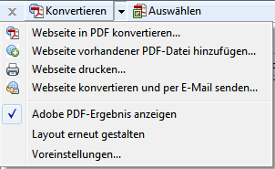 Konvertieren von Webseiten in PDF-Dateien, Adobe Acrobat