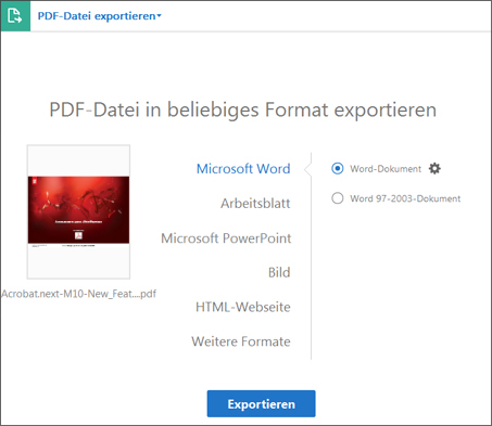 PDF-Dateien in andere Dateiformate konvertieren oder exportieren, Adobe ...