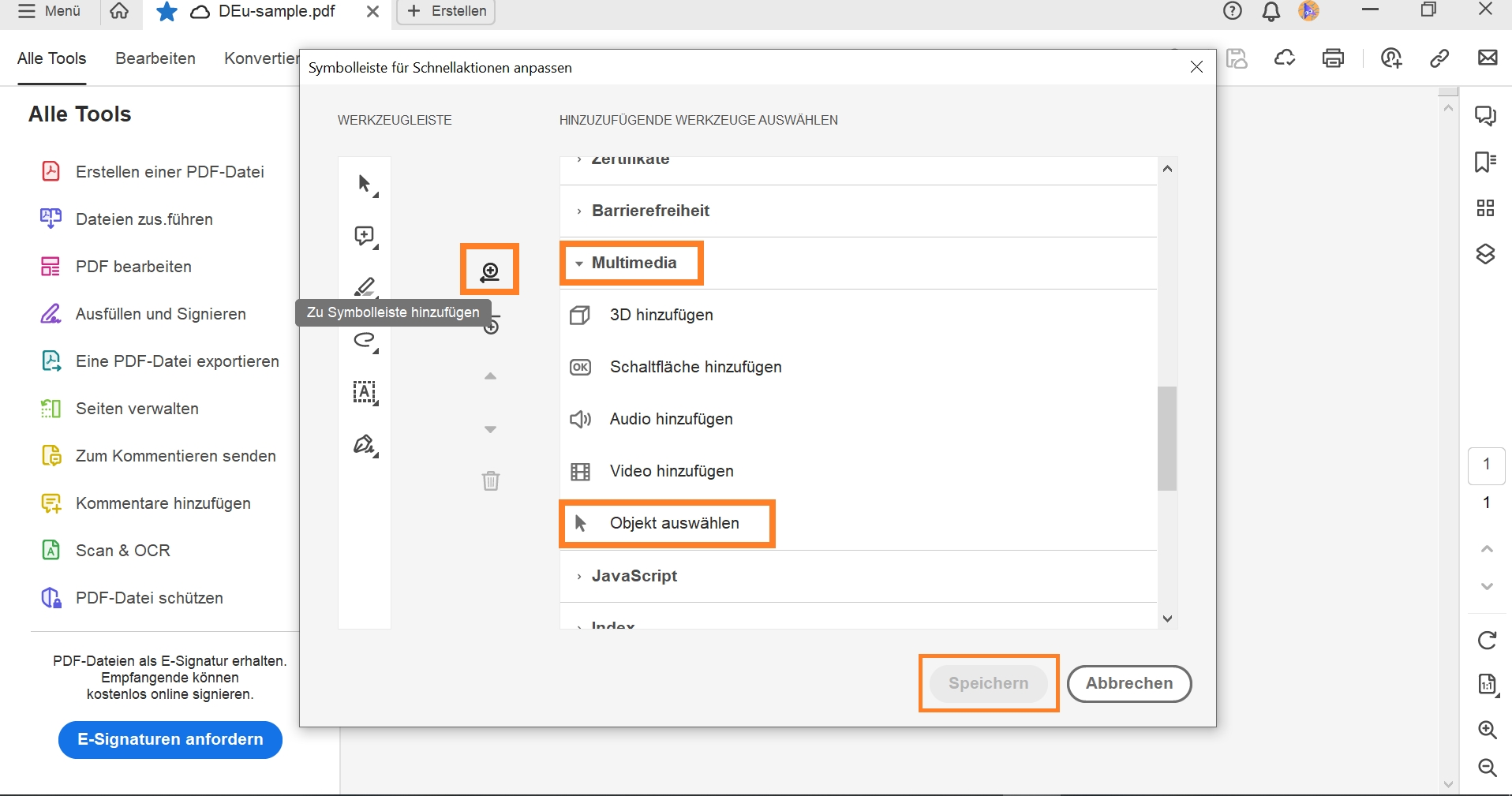 Hinzufügen von Audio, Video und interaktiven Objekten zu PDF-Dateien in ...