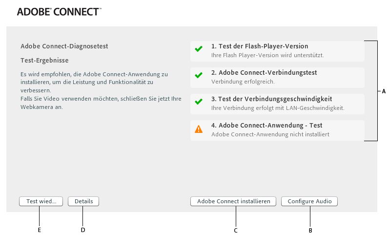 Adobe Connect-Meeting - Diagnosetest vor dem Meeting