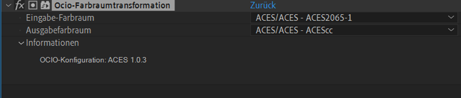 OpenColorIO- und ACES-Farbmanagement (Beta)