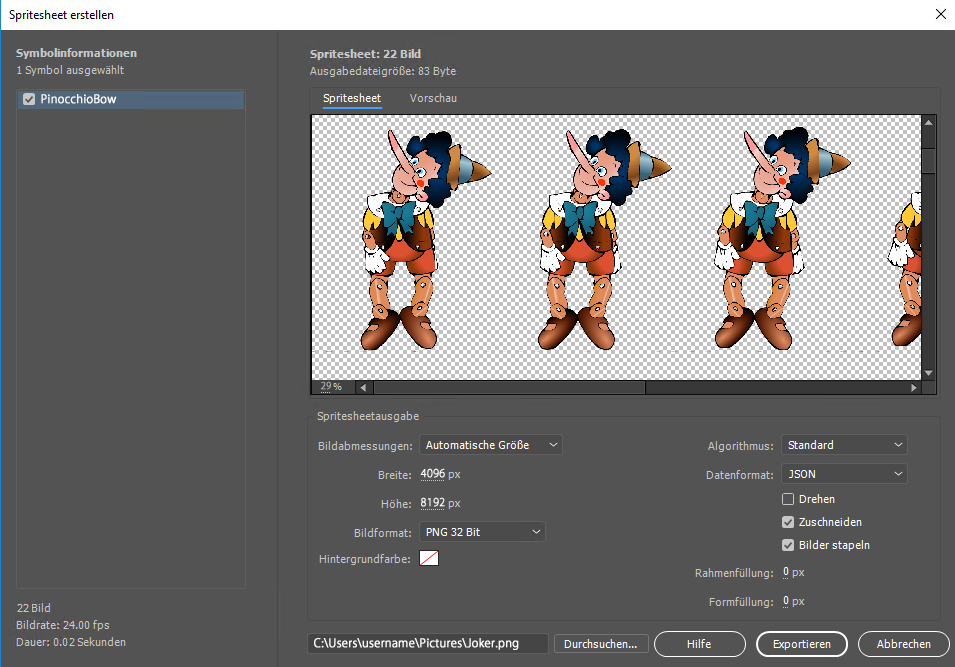 Exportieren von Animationen für Apps und Game-Engines