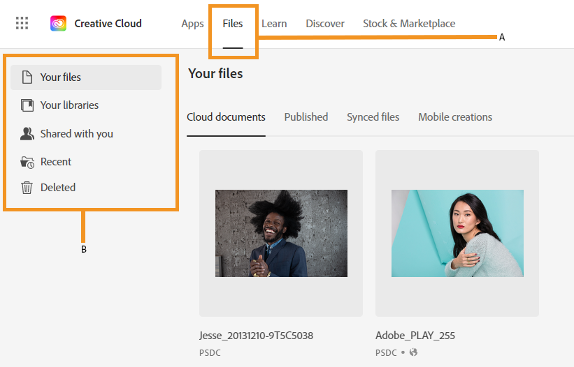 Erste Schritte auf der Creative Cloud-Website