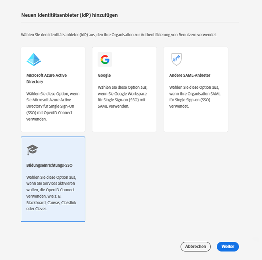 Konfigurieren von SSO für Distriktportale und Lernmanagementsysteme