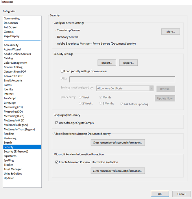 Unterstützung für Microsoft Purview Information Protection in Acrobat
