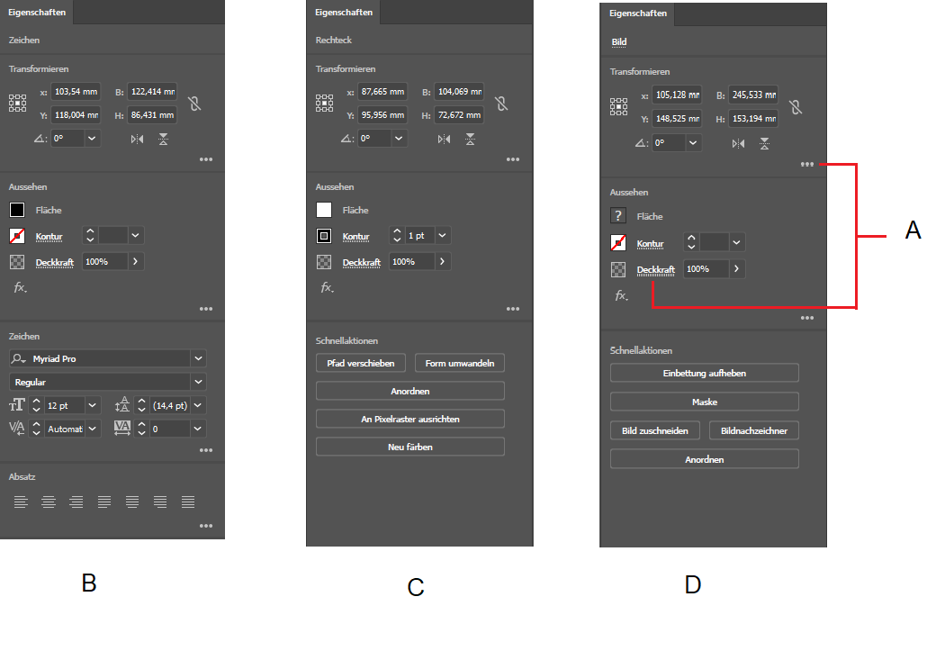 Eigenschaftenbedienfeld