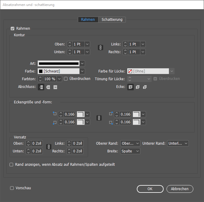 Formatierung von Absätzen in Adobe InDesign