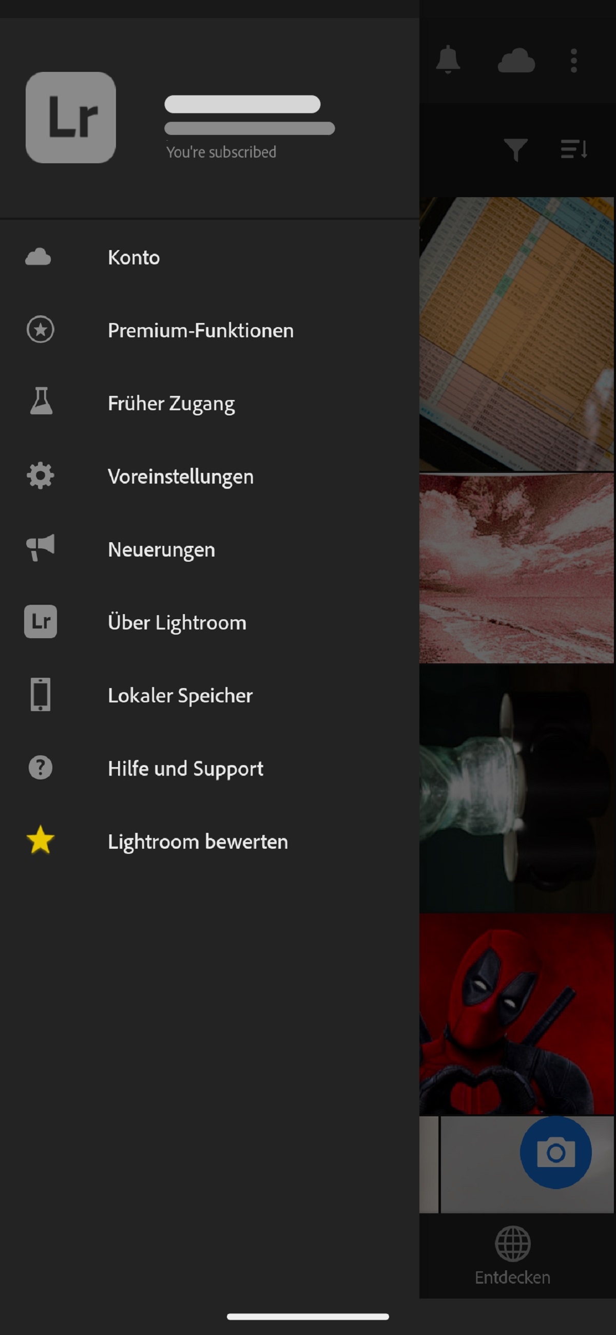 Erste Schritte mit Lightroom für Mobilgeräte (Android).