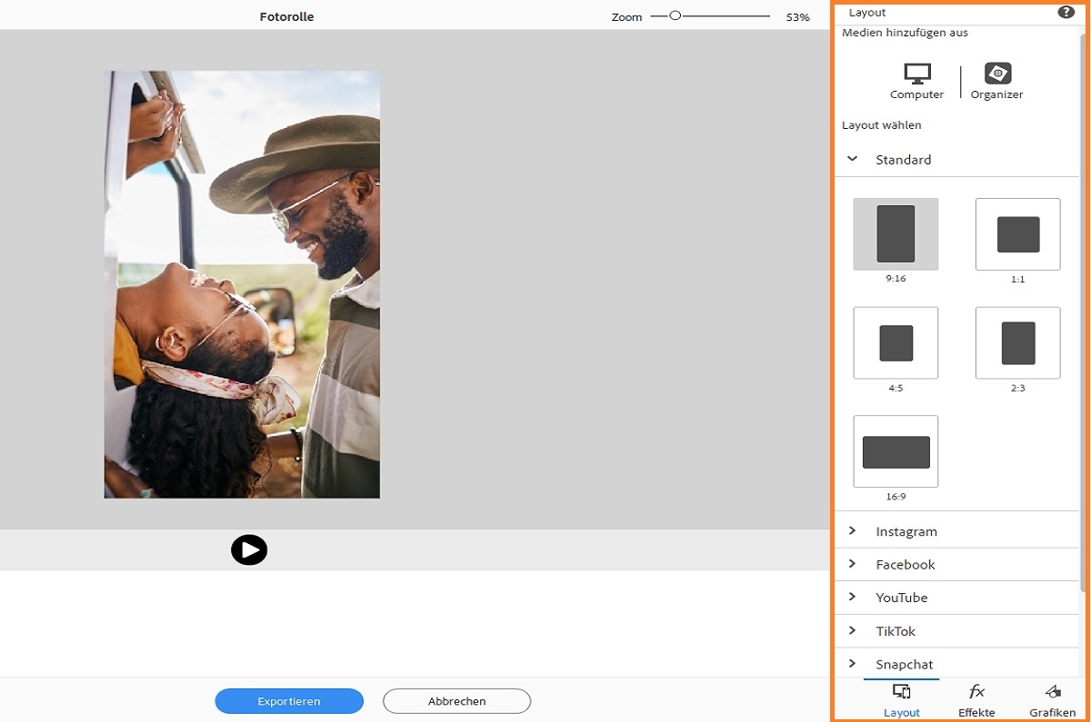 Erstellen von Foto-Reels