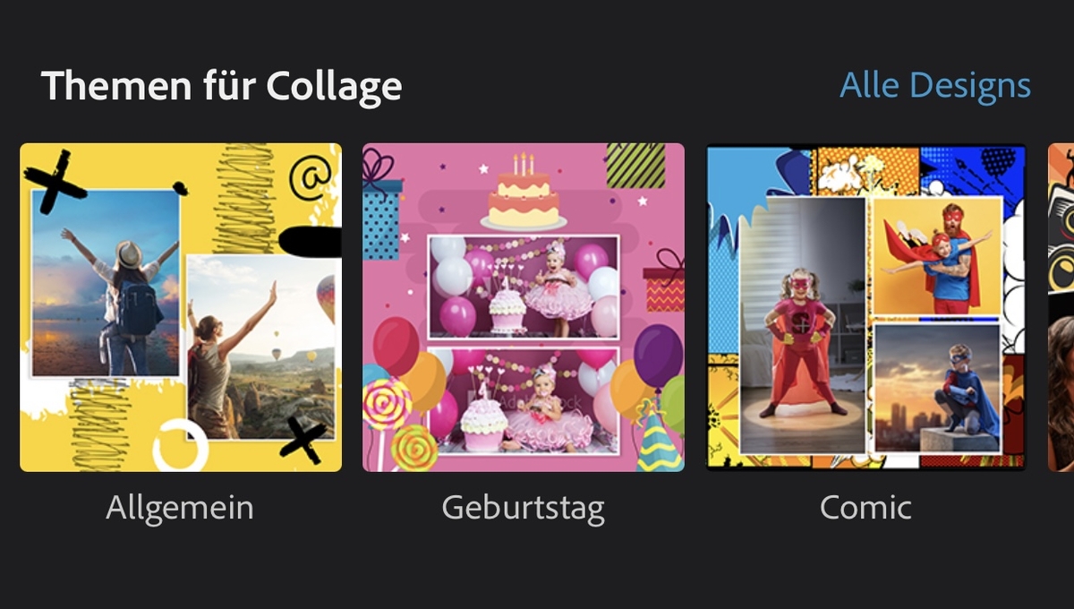 Arbeitsbereich-Grundlagen in Photoshop Express