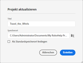 Erstellen eines Projekts in RoboHelp