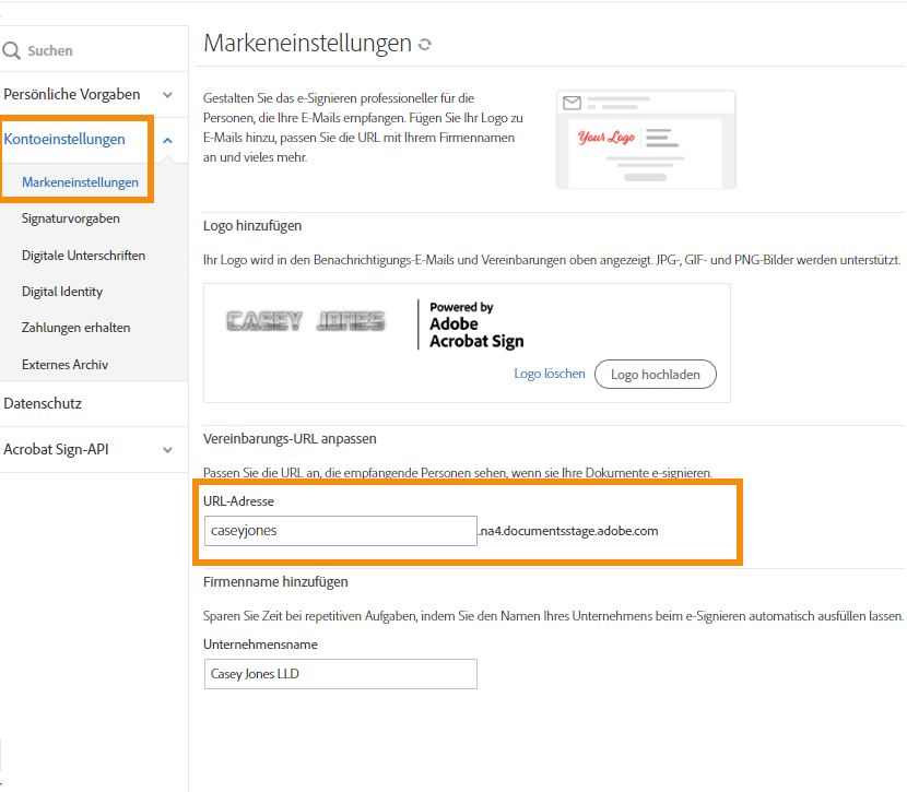 Personalisiere deine E-Mails mit deinem Logo und passe die Signatur-URL an