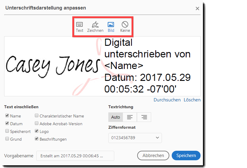 Digitale Signaturen verwenden