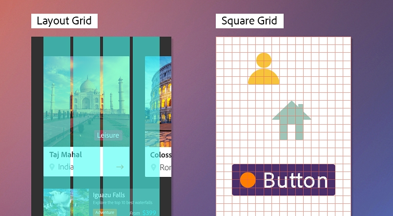 Hilfslinien und Raster in XD verwenden