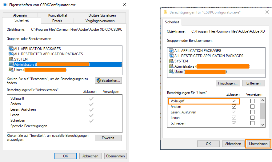 Fehlercode 183 bei der Installation von XD unter Windows