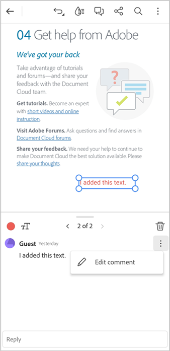 Acrobat Reader Android での PDF の操作：新しいエクスペリエンス