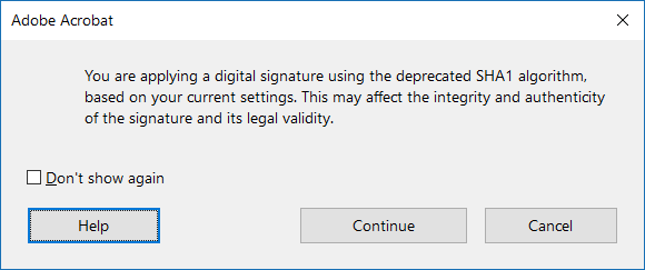 Applying A Digital Signature Using The Deprecated Sha1 Algorithm 9758