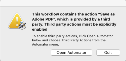 Error in saving as Adobe PDF | macOS Mojave 10.14