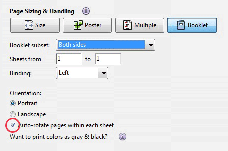 Print booklets using Acrobat or Reader