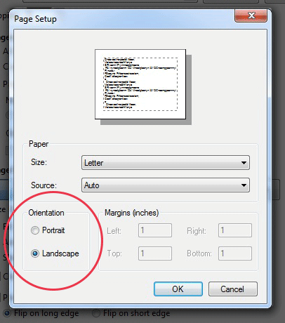 Print horizontal or vertical pages using Acrobat or Reader