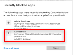 Error on saving PDF in Acrobat on Windows 10